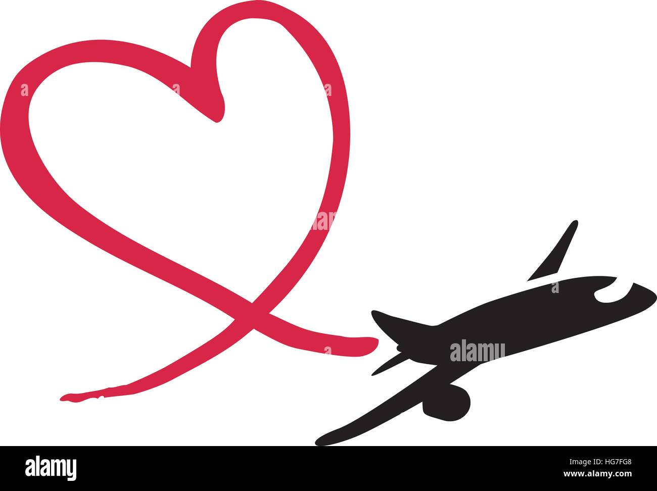Airplane flight in heart Stock Vector Images - Alamy