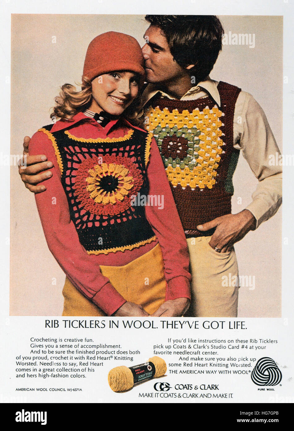 1970s USA Coats and Clark Magazine Advert Stock Photo - Alamy