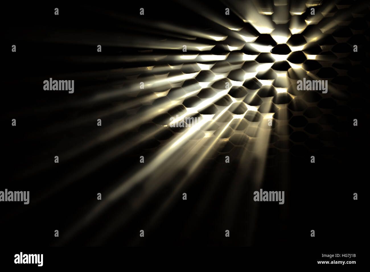 Light glinting though holes with light beams. Dark foreground Stock ...