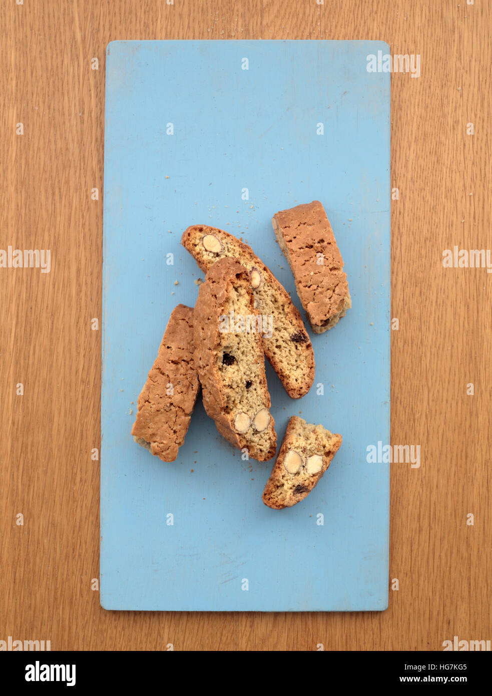 Biscotti biscuits on a blue background flatlay Stock Photo - Alamy