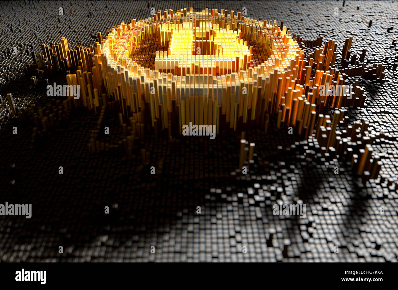 A 3D render of a microscopic closeup concept of small cubes in a random ...