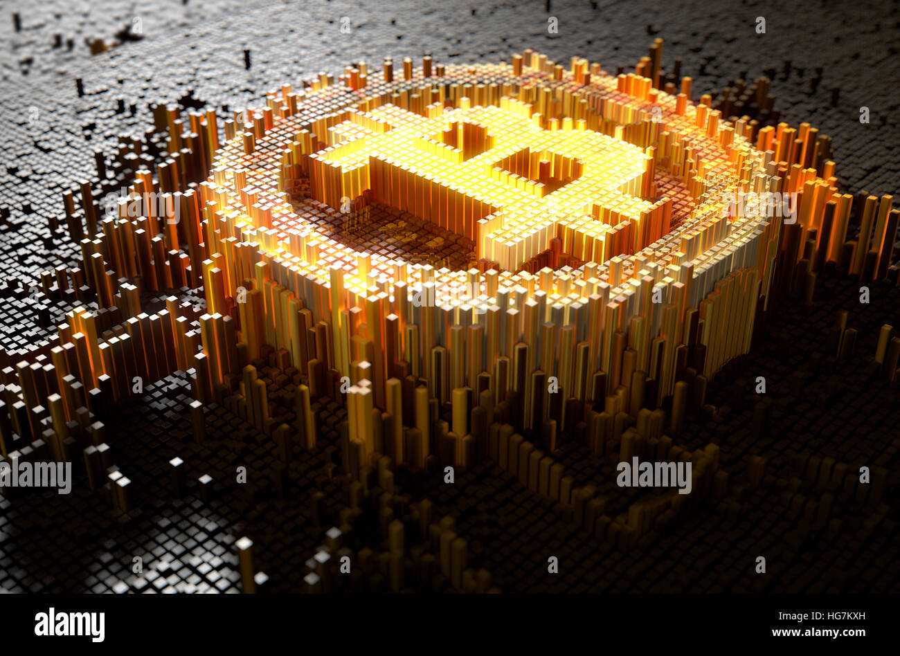 A 3D render of a microscopic closeup concept of small cubes in a random ...