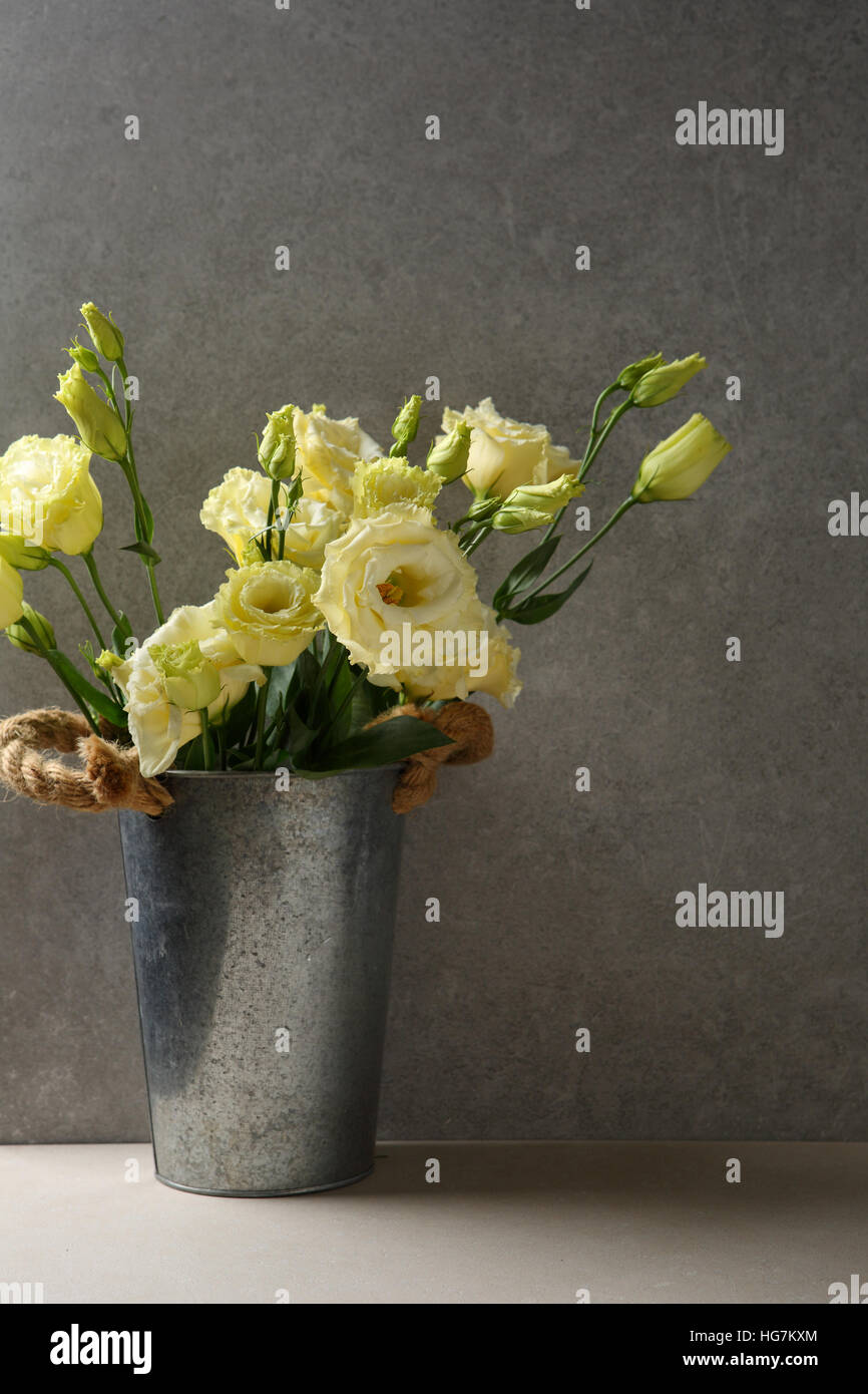 Yellow lisianthus in vase, flowers closeup Stock Photo - Alamy