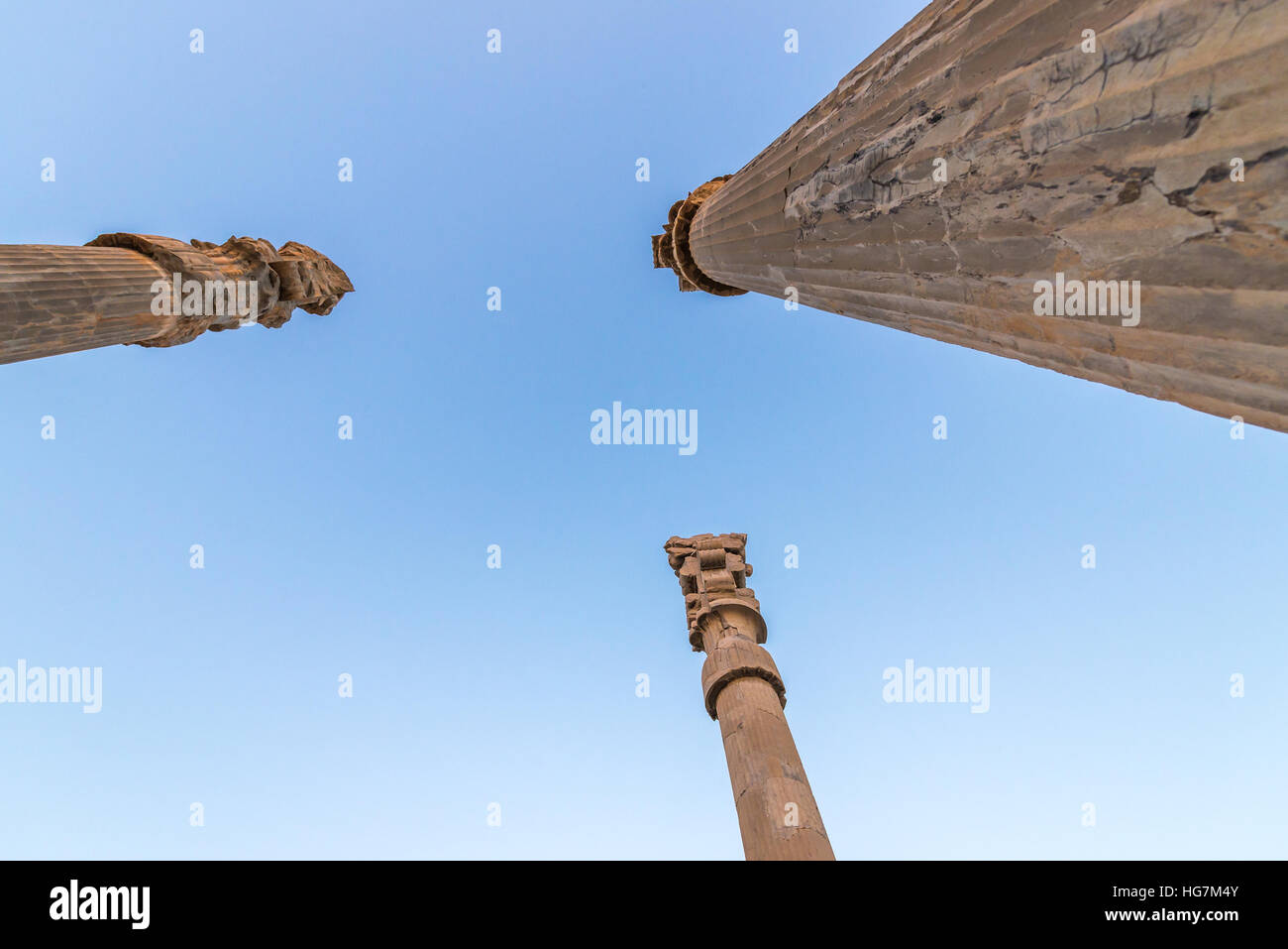 columns of Gate of All Nations in Persepolis ancient city in Iran Stock ...