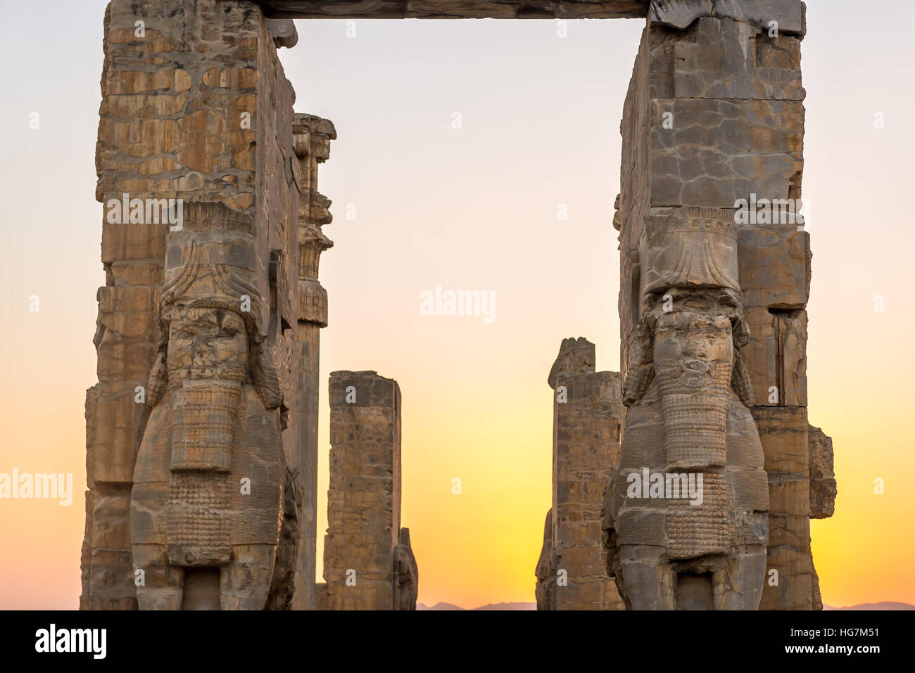Ruins of Gate of All Nations in Persepolis ancient city in Iran Stock ...