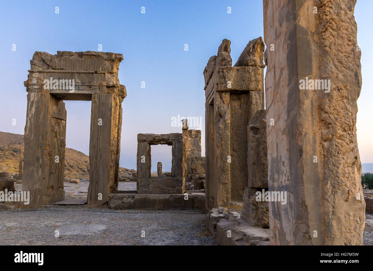 Ruins of Hadish Palace of Xerxes I in Persepolis ancient city in Iran ...