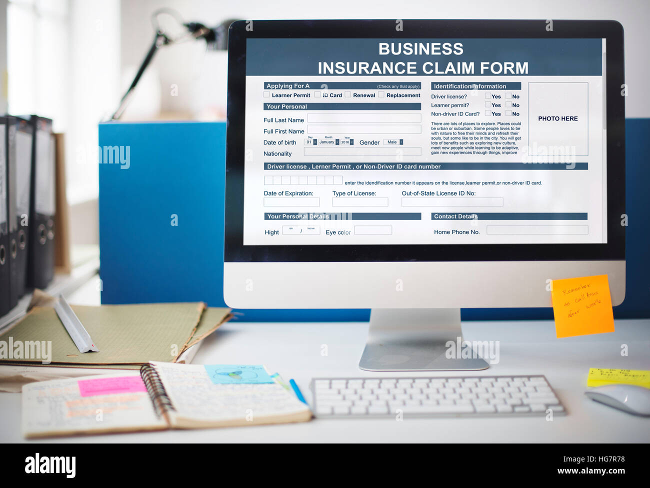 Business Insurance Claim Form Application Concept Stock Photo - Alamy