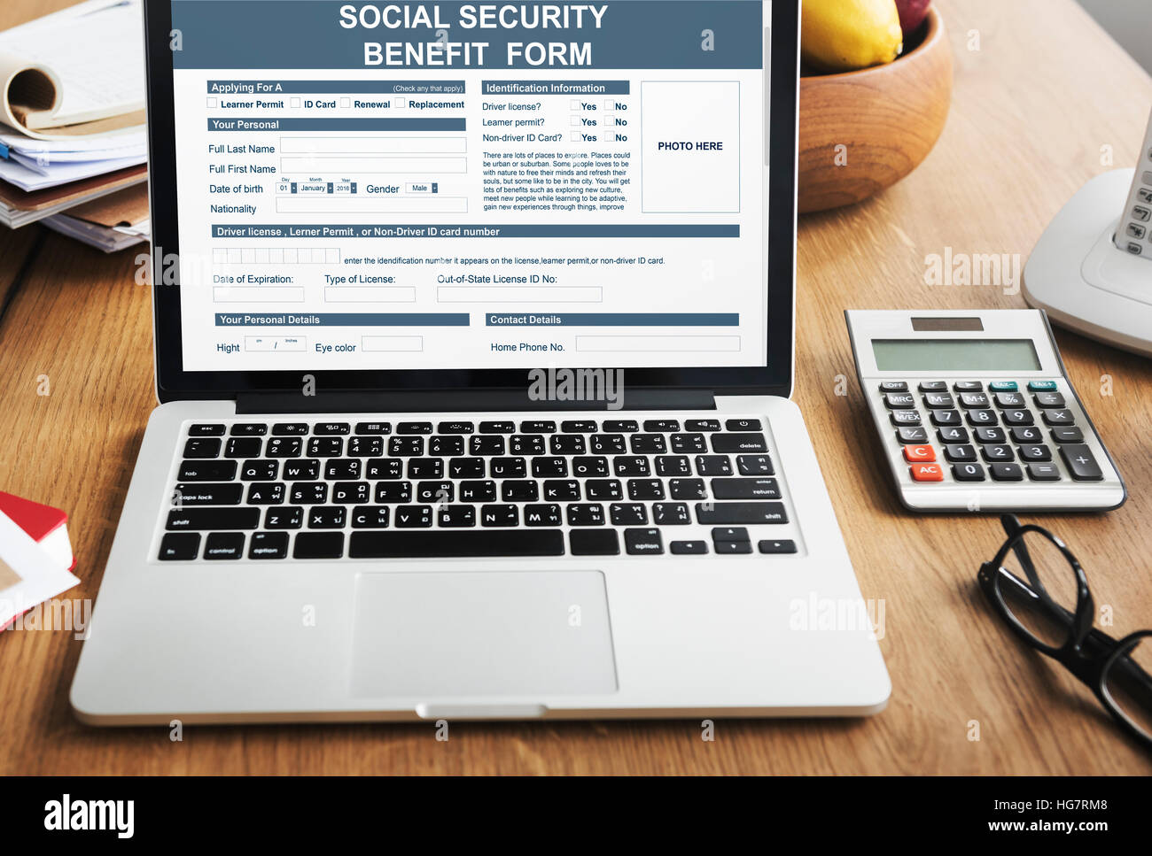 Social Security Benefit Form Application Concept Stock Photo - Alamy