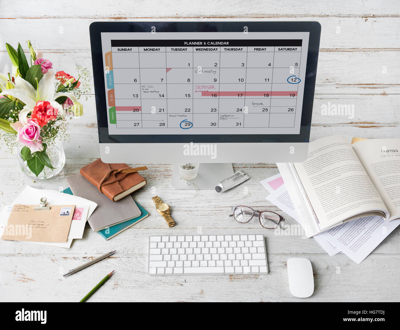 Planner Calendar Schedule Date Concept Stock Photo - Alamy
