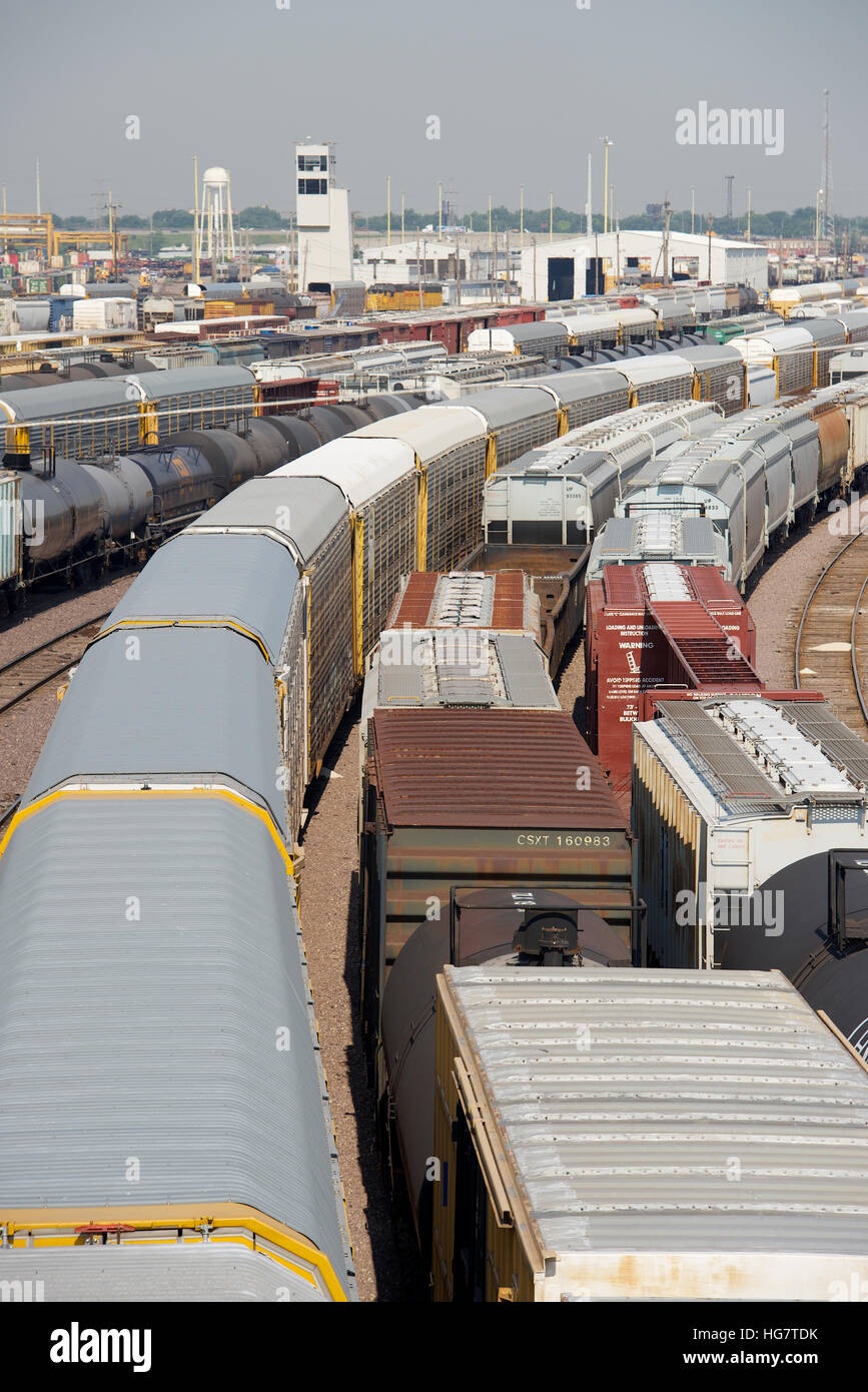 Freight cars in Union Pacific Wolf Road Railroad Yard, Chicago ...