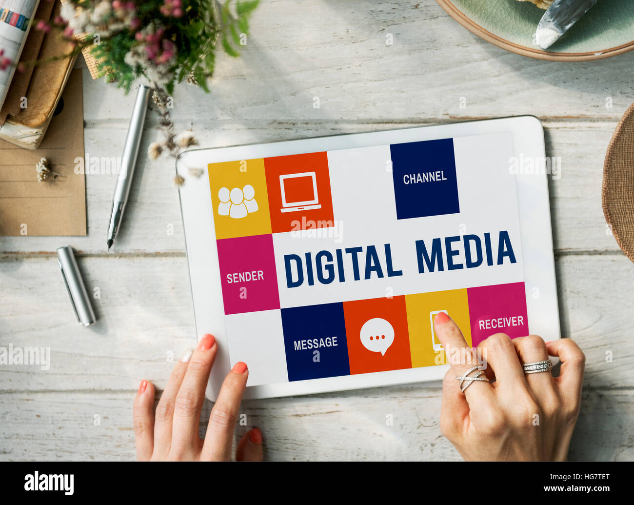 Media Technology Online Digital Networking Concept Stock Photo - Alamy