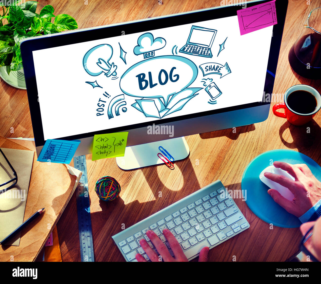 Blog Ideas Outside Box Sketch Concept Stock Photo - Alamy