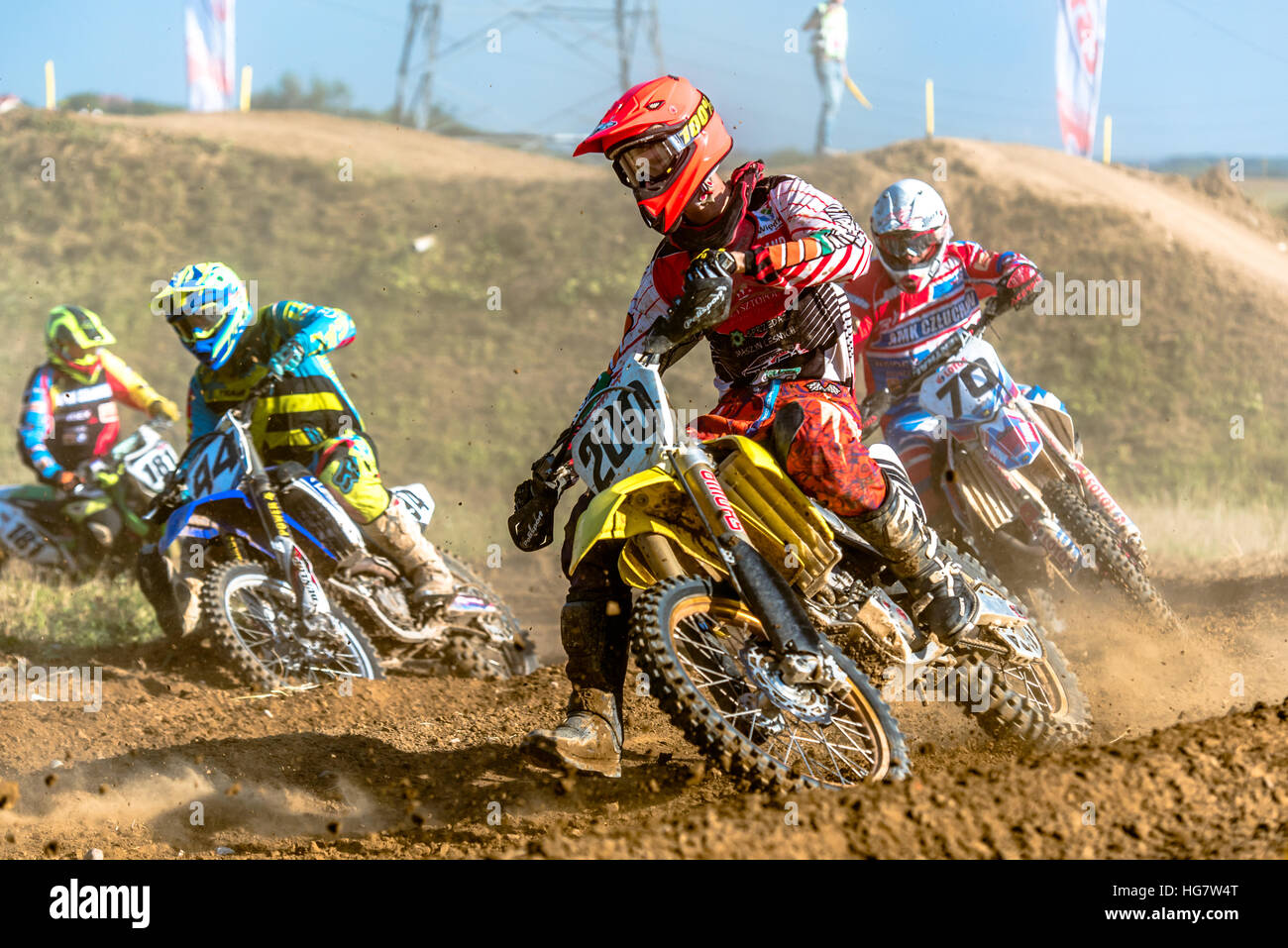 motocross rider in the race Stock Photo - Alamy