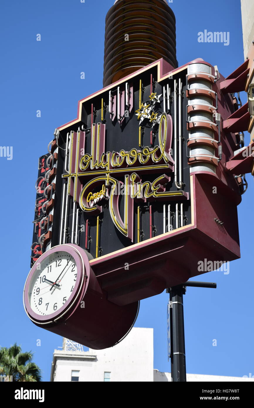 Art Deco Hollywood and Vine sign and clock Stock Photo - Alamy