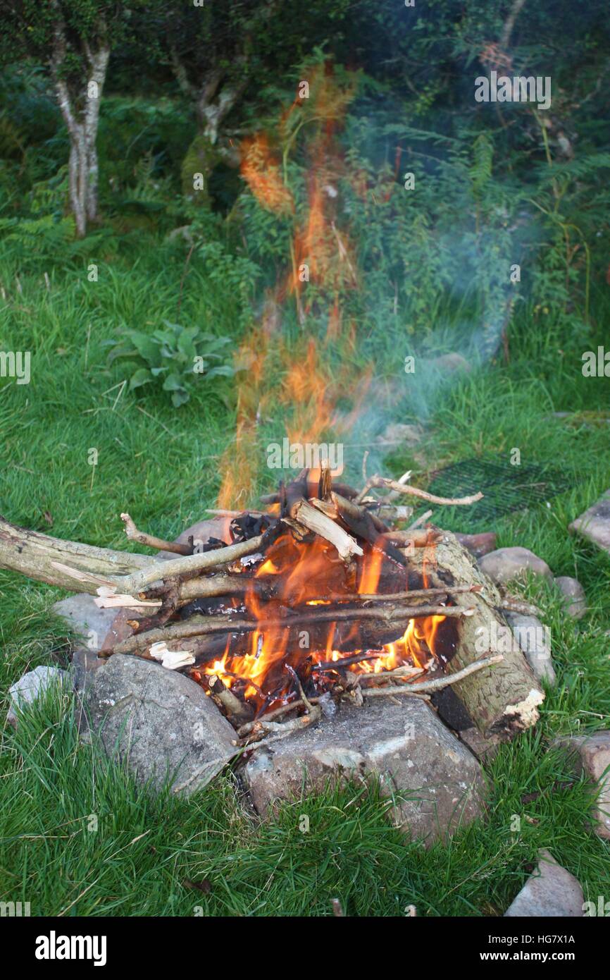 Bright Orange Flames in an open fire Stock Photo - Alamy