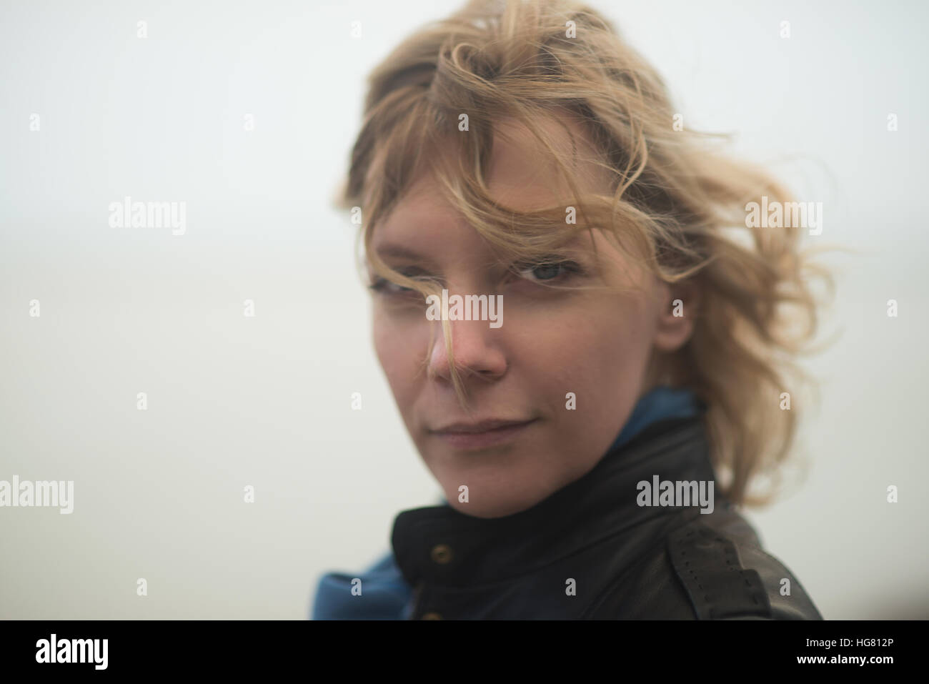 Windy day women hi-res stock photography and images - Alamy