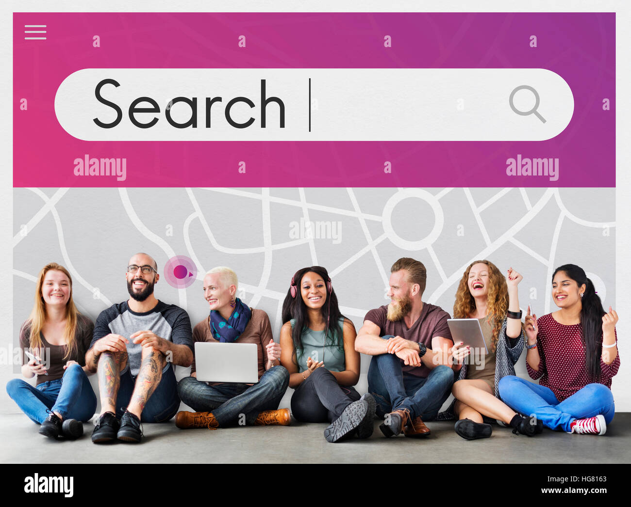 Search Navigation Map Route Concept Stock Photo - Alamy