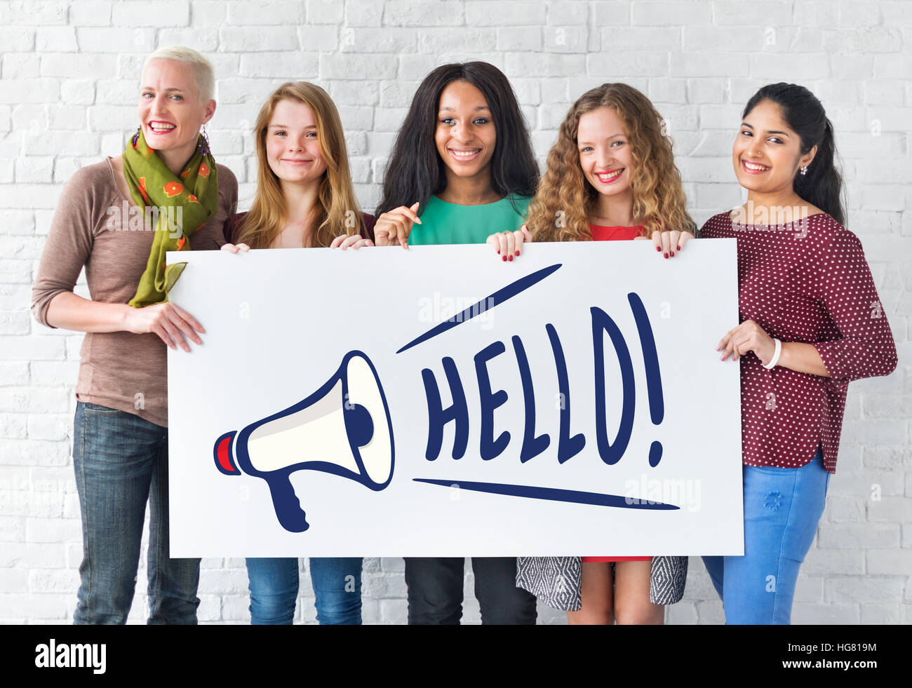 Hello Great Accost Greeting Salute Welcome Concept Stock Photo - Alamy