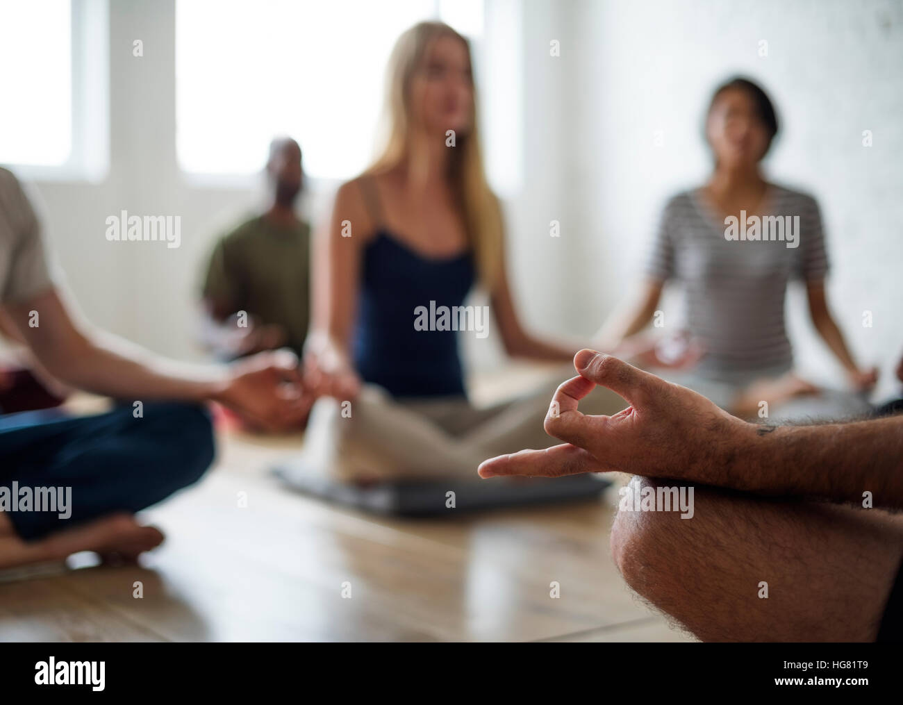 Exercise International Group Relaxation Fitness Concept Stock Photo - Alamy