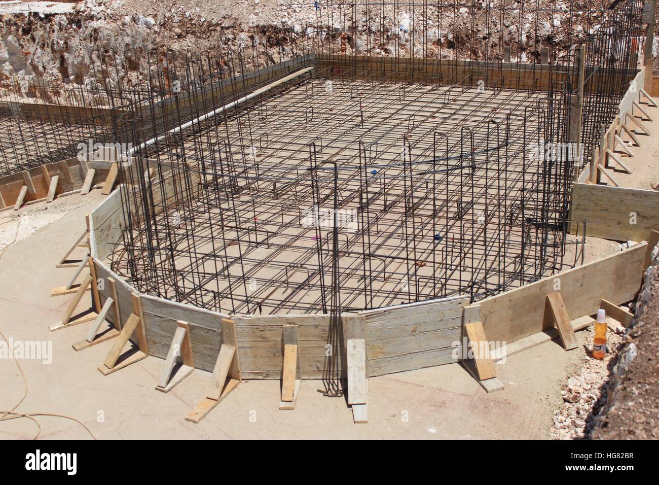 In-ground armored cement swimming pool under construction Stock Photo ...