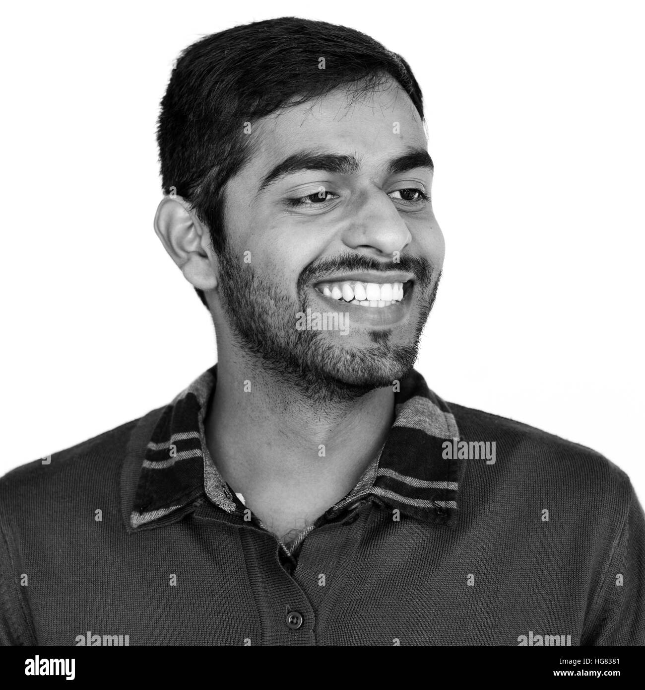 Indian man smiling standing Black and White Stock Photos & Images - Alamy