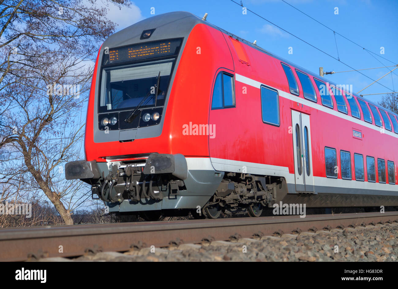 german passenger train drives to the next station Stock Photo - Alamy