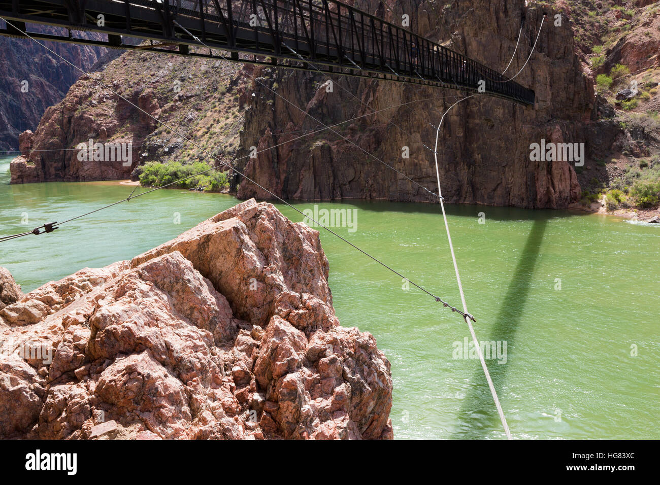 The Black Suspension Bridge along the Kaibab Trail system at the bottom ...