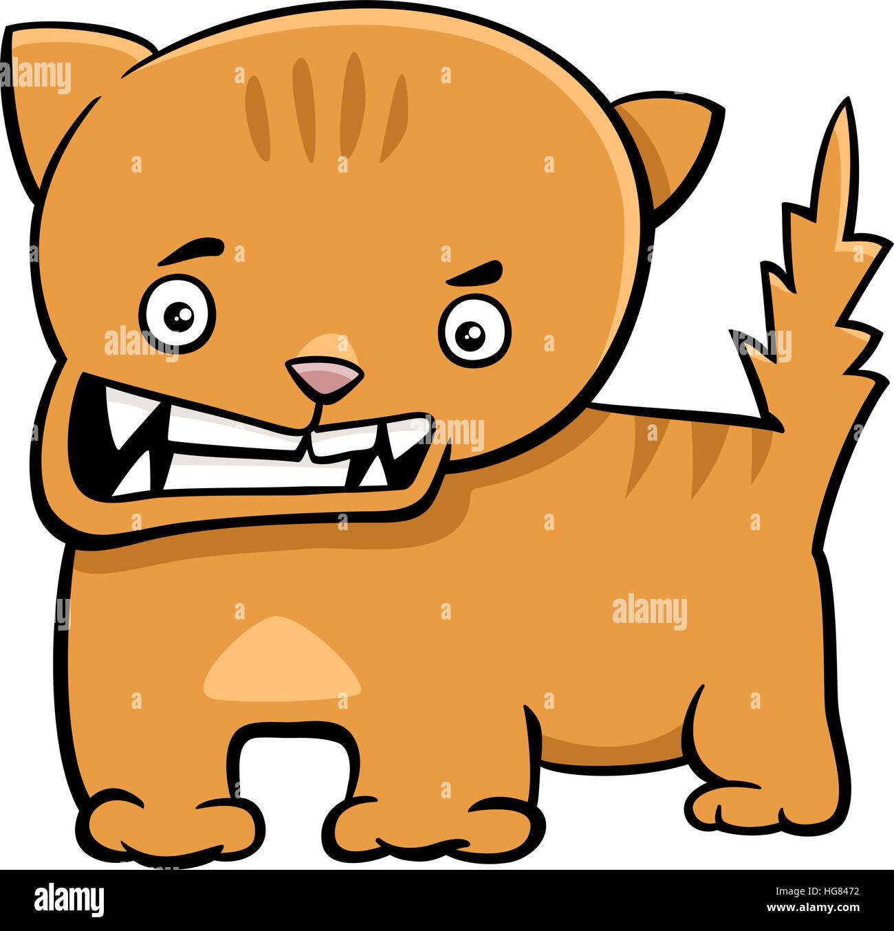 Cartoon Illustration of Angry Cat or Kitten Animal Character Stock ...