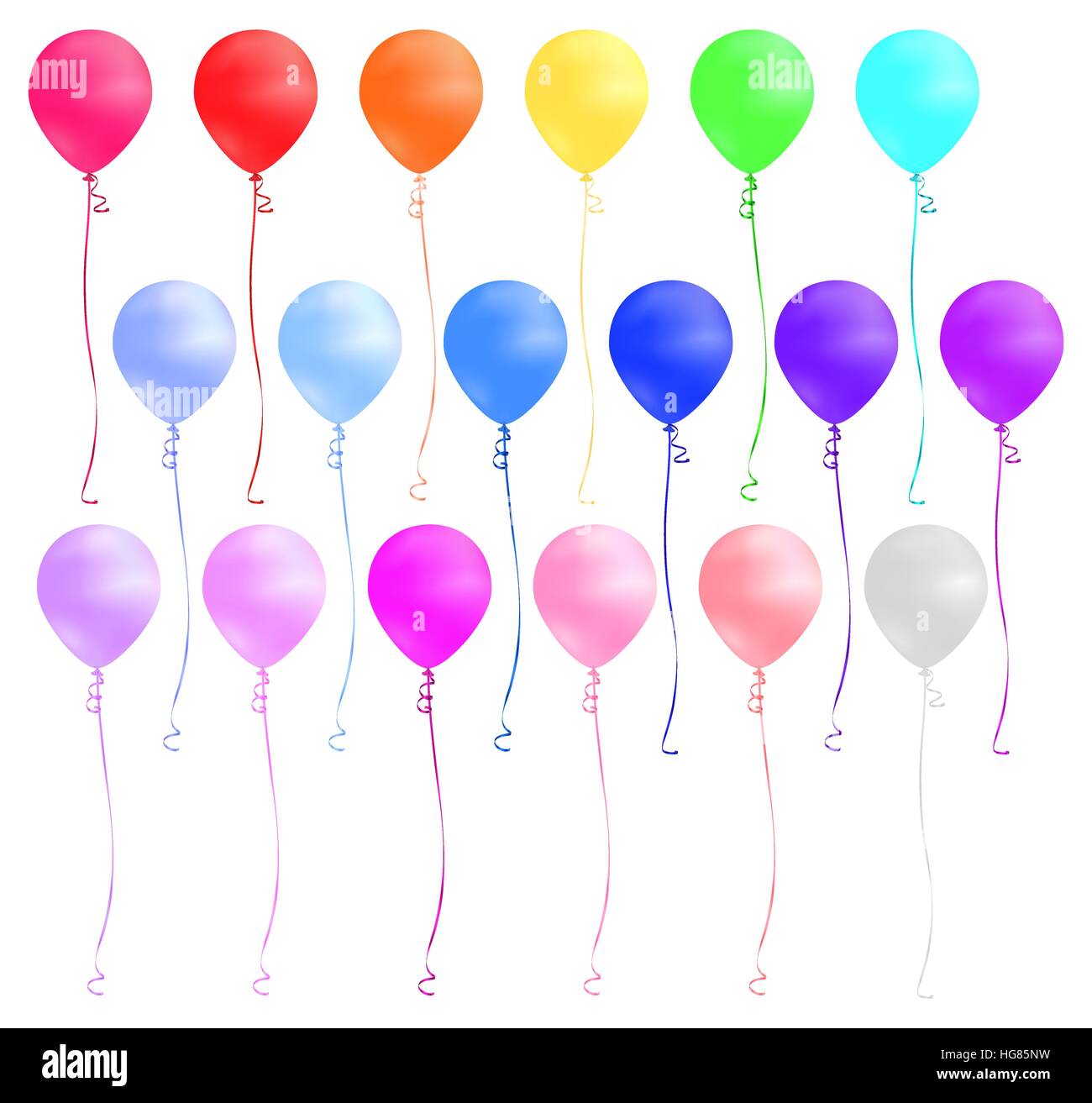 Set of colorful balloons isolated on white background. Vector ...