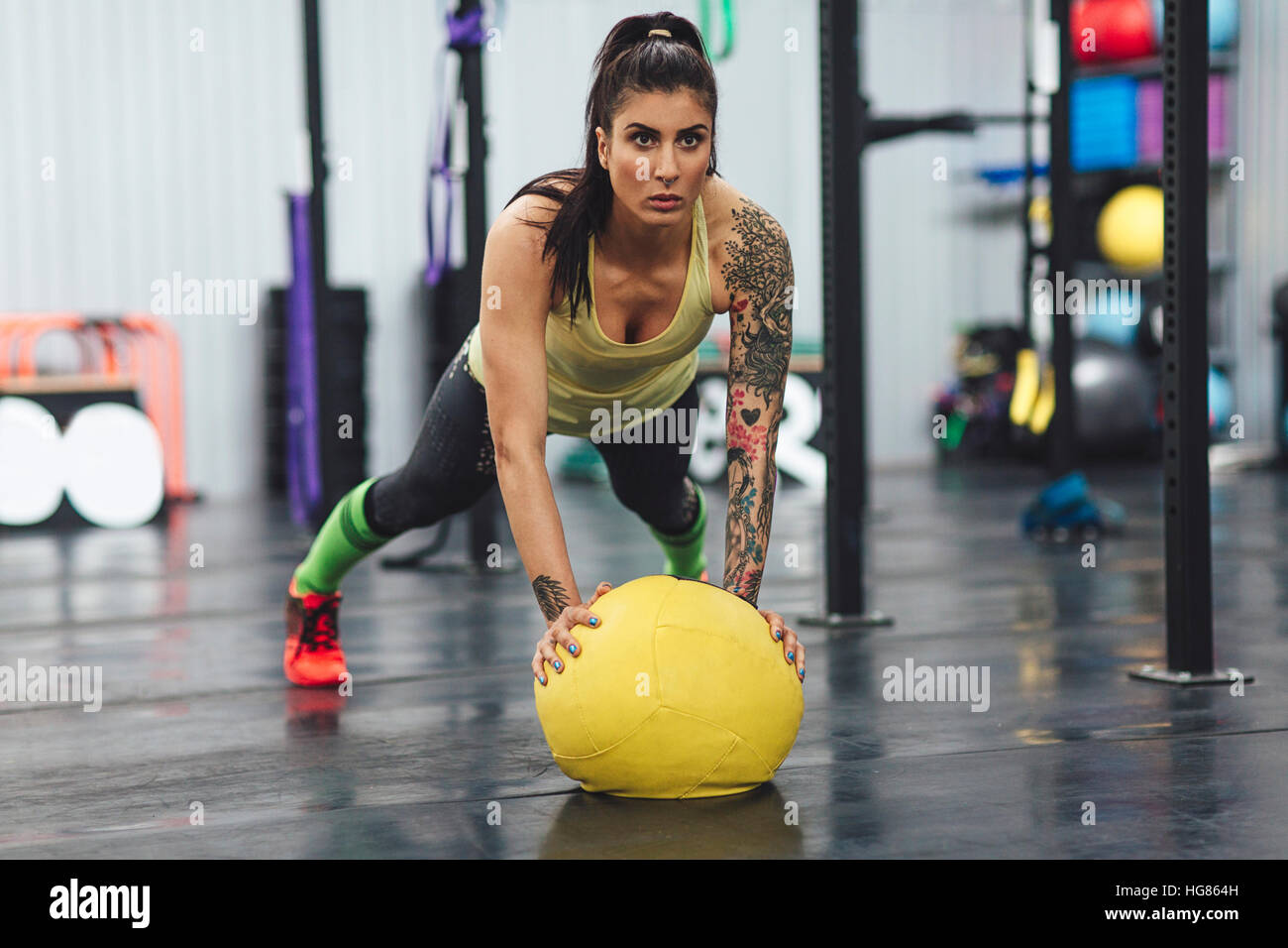 Woman exercise ball push ups hi-res stock photography and images - Alamy