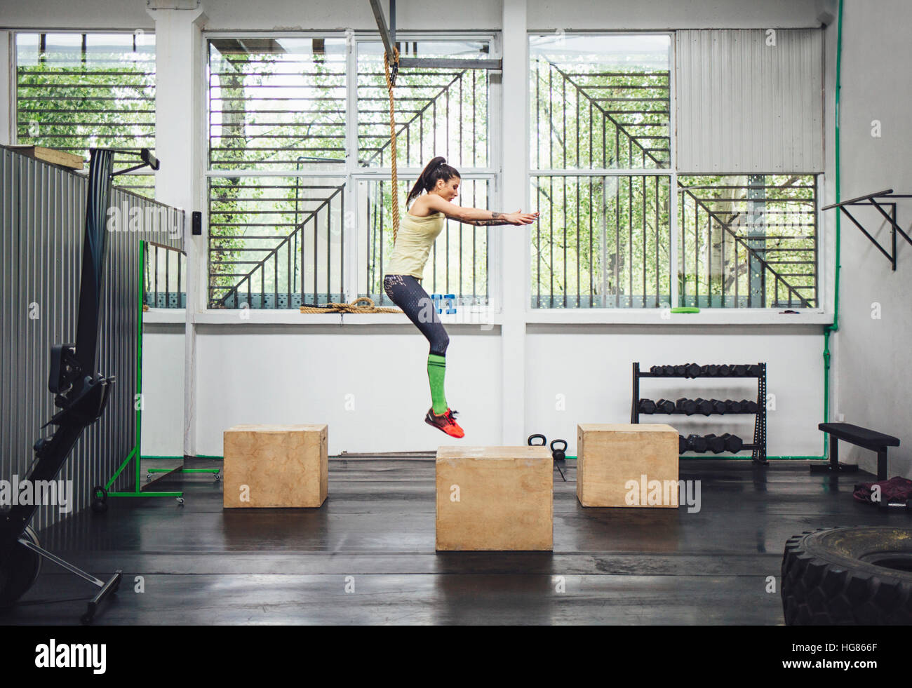 Jumping gym hi-res stock photography and images - Alamy