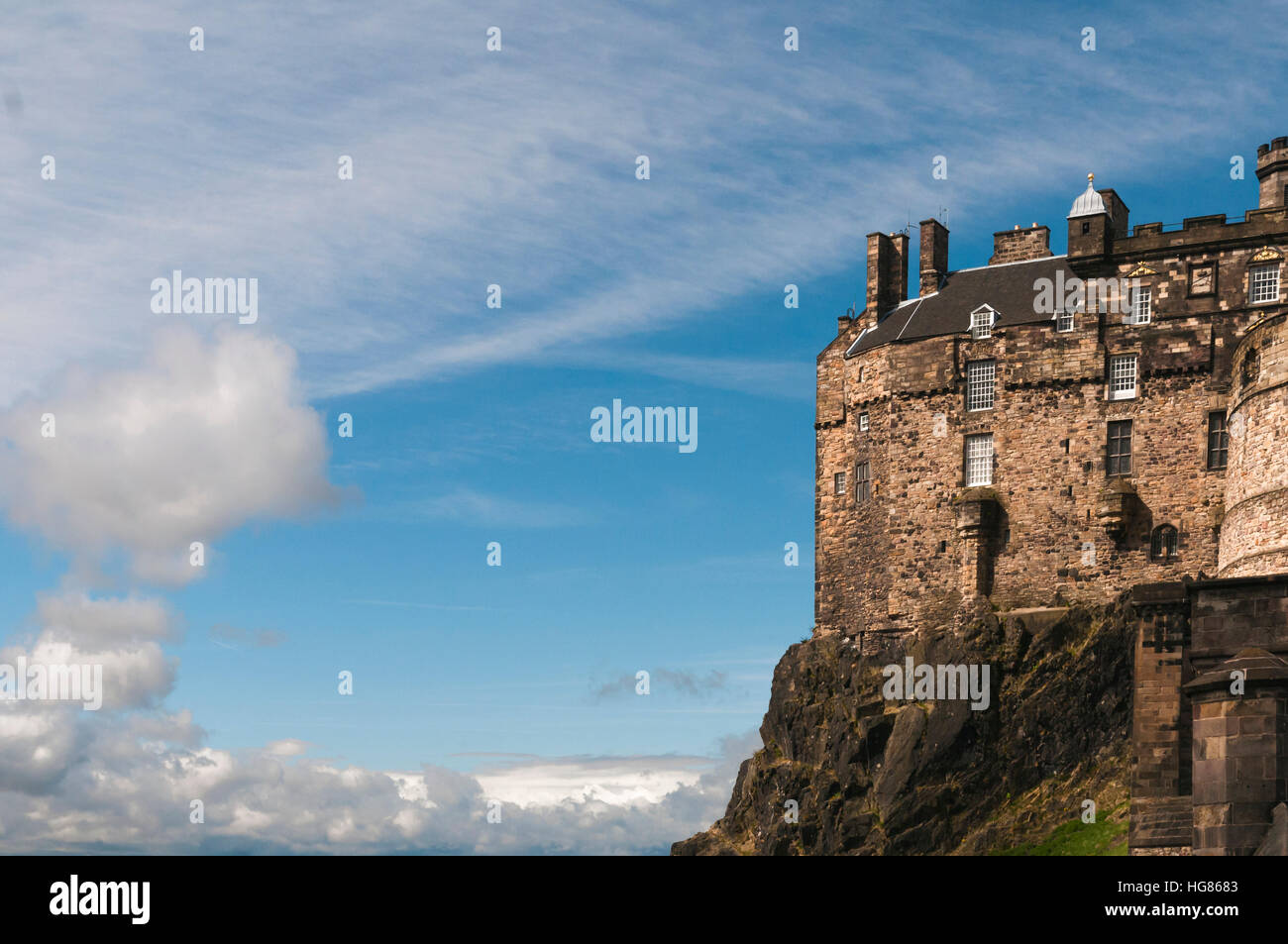 A landscape image of Edinburgh Castle standing proud on Castle Rock ...