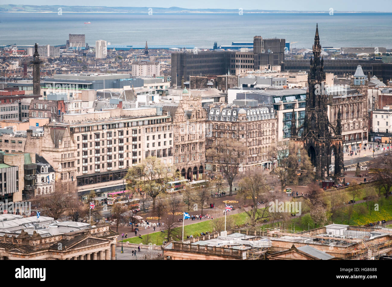A landscape image of the Scott Monument in Edinburgh city centre ...