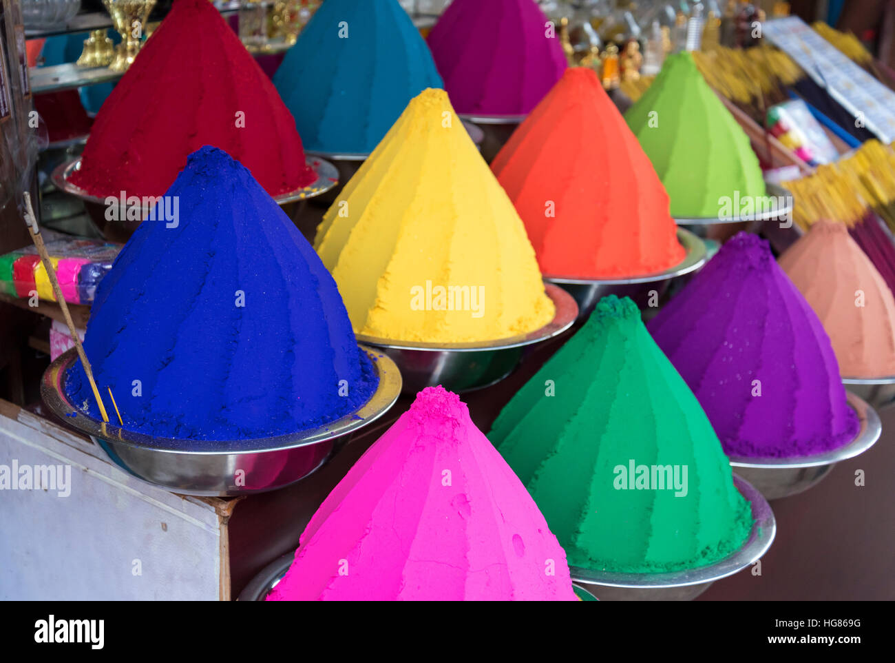 Colorful Dye Powders, Fort Kochi, Cochin, Kerala, India Stock Photo - Alamy