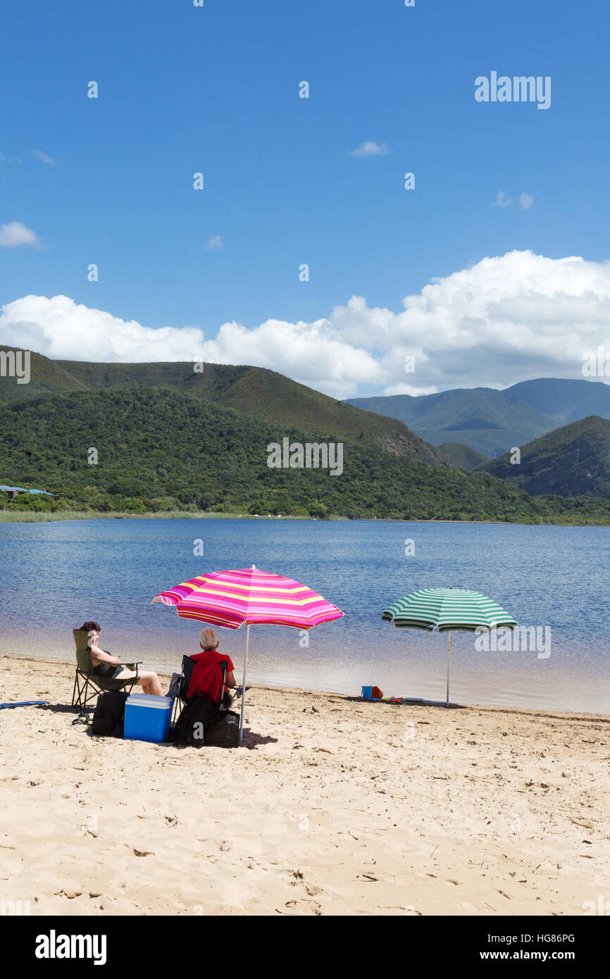 People sunbathing on the beach, Nature's Valley, Garden Route, South ...