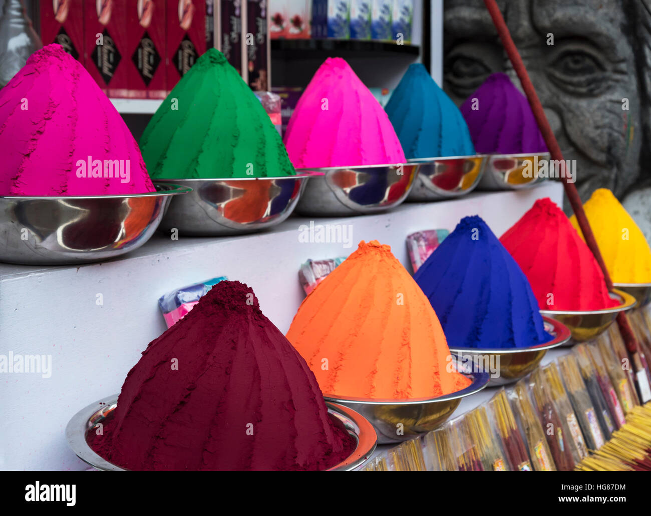 Colourful Dye Powders, Fort Kochi, Cochin, Kerala, India Stock Photo ...