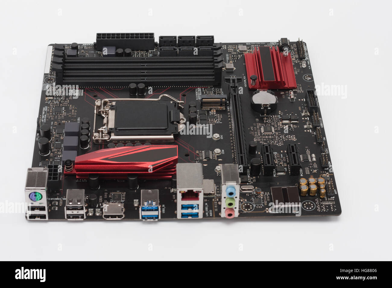 Modern, new, gaming motherboard isolated on white background Stock ...