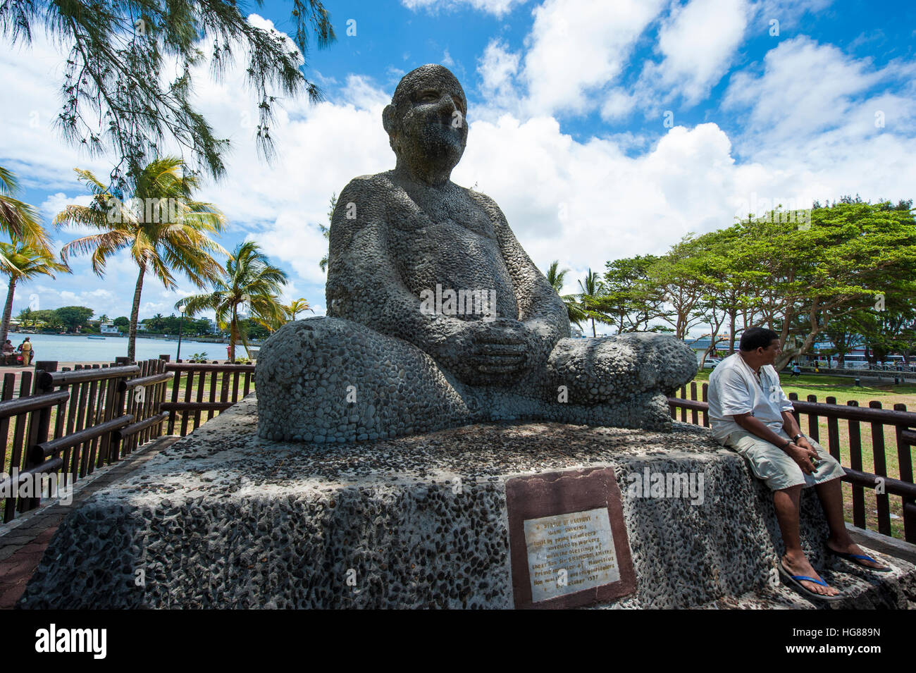 Statue of Harmony on the waterfront in Mahébourg, Mauritius Stock Photo ...