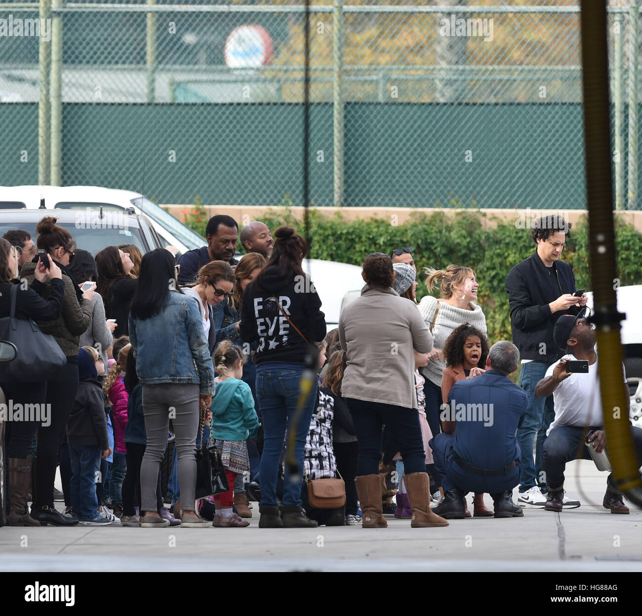 Hilary Duff has fun with her son Luca Comrie at a demonstration by the ...