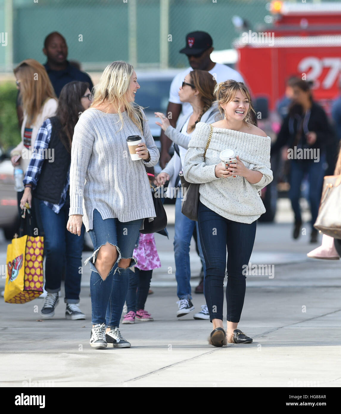 Hilary Duff has fun with her son Luca Comrie at a demonstration by the ...