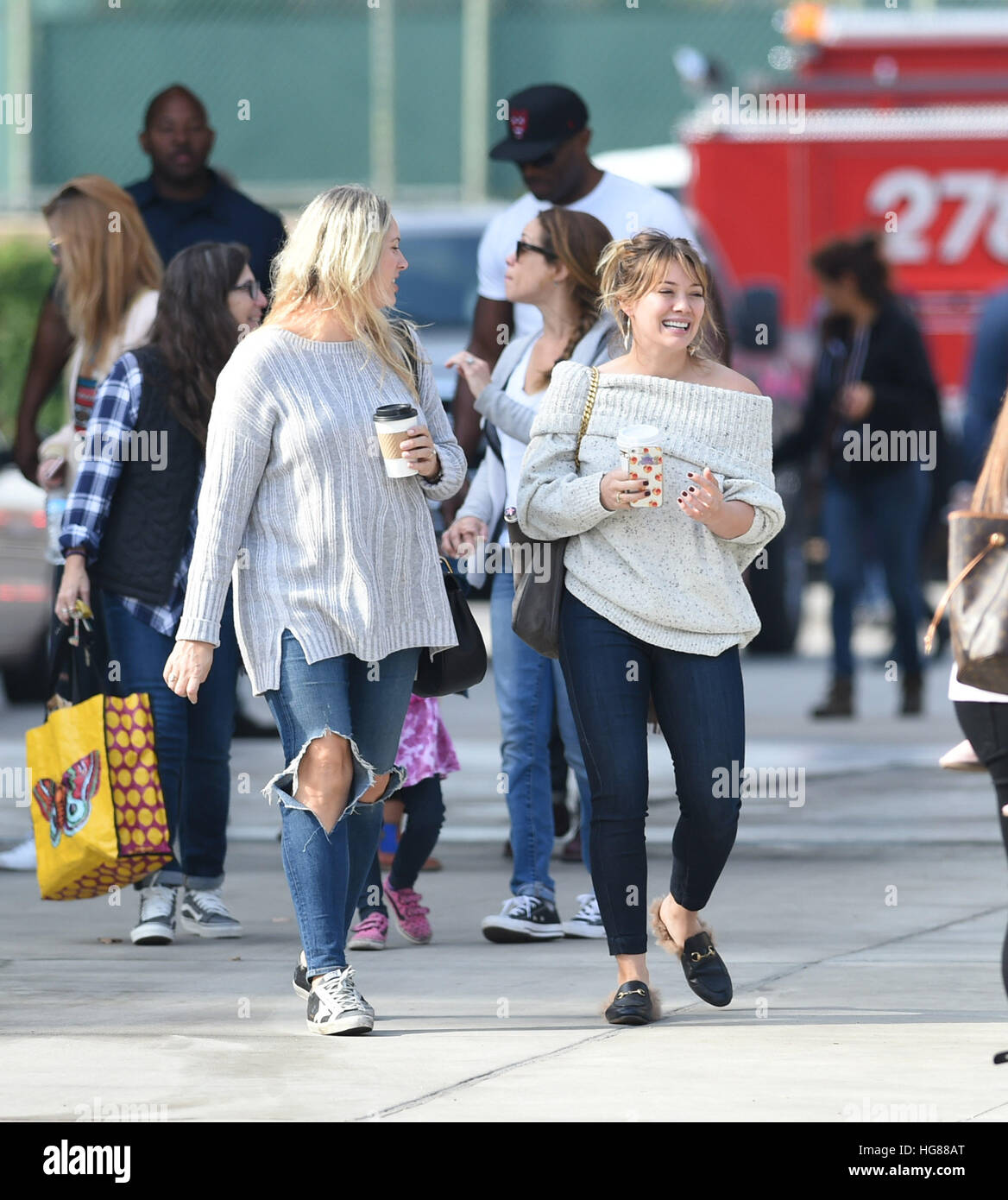 Hilary Duff has fun with her son Luca Comrie at a demonstration by the ...