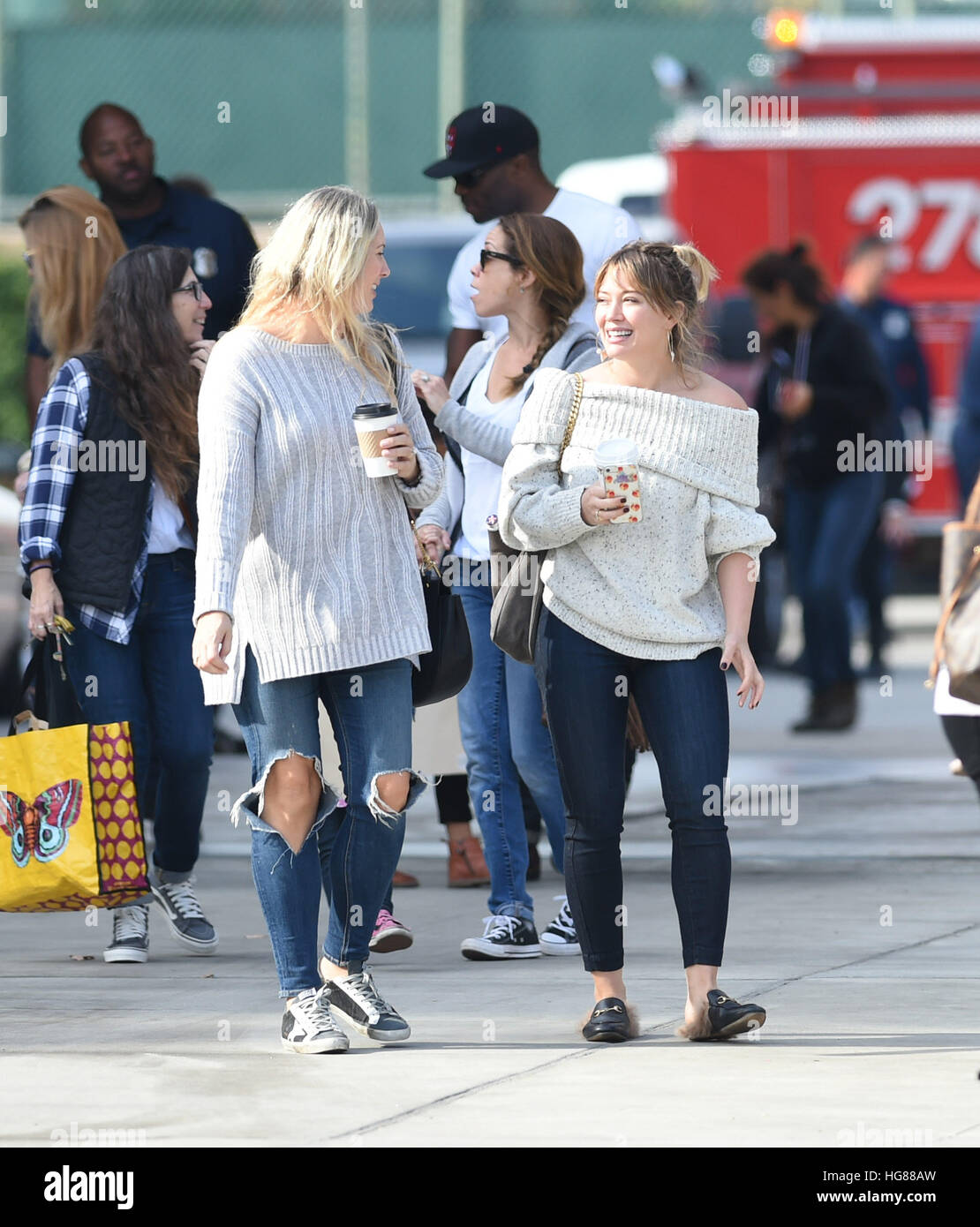 Hilary Duff has fun with her son Luca Comrie at a demonstration by the ...