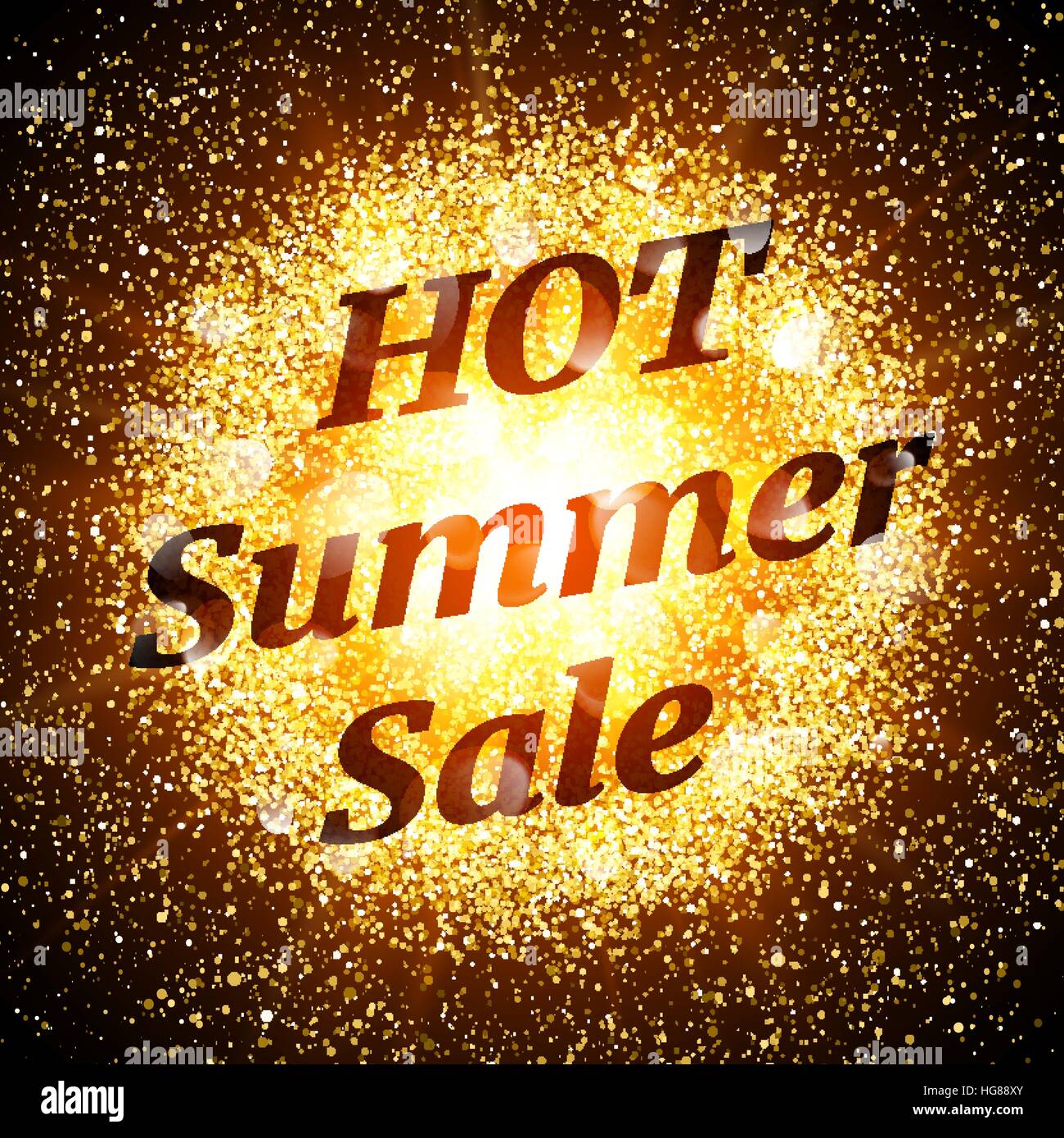 Hot summer sale banner on abstract explosion background with gold ...