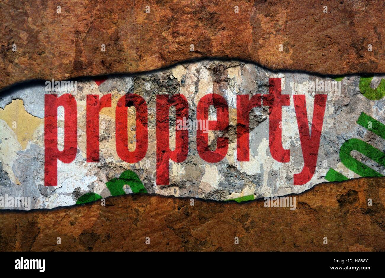 Property text on torn paper Stock Photo - Alamy