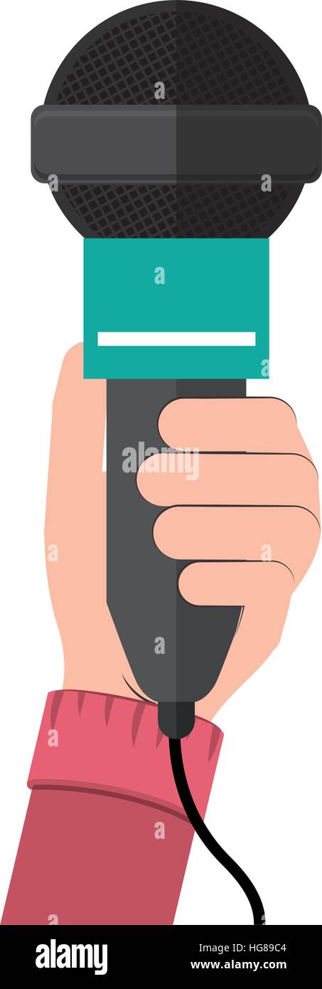 hand holding microphone with green support Stock Vector Image & Art - Alamy