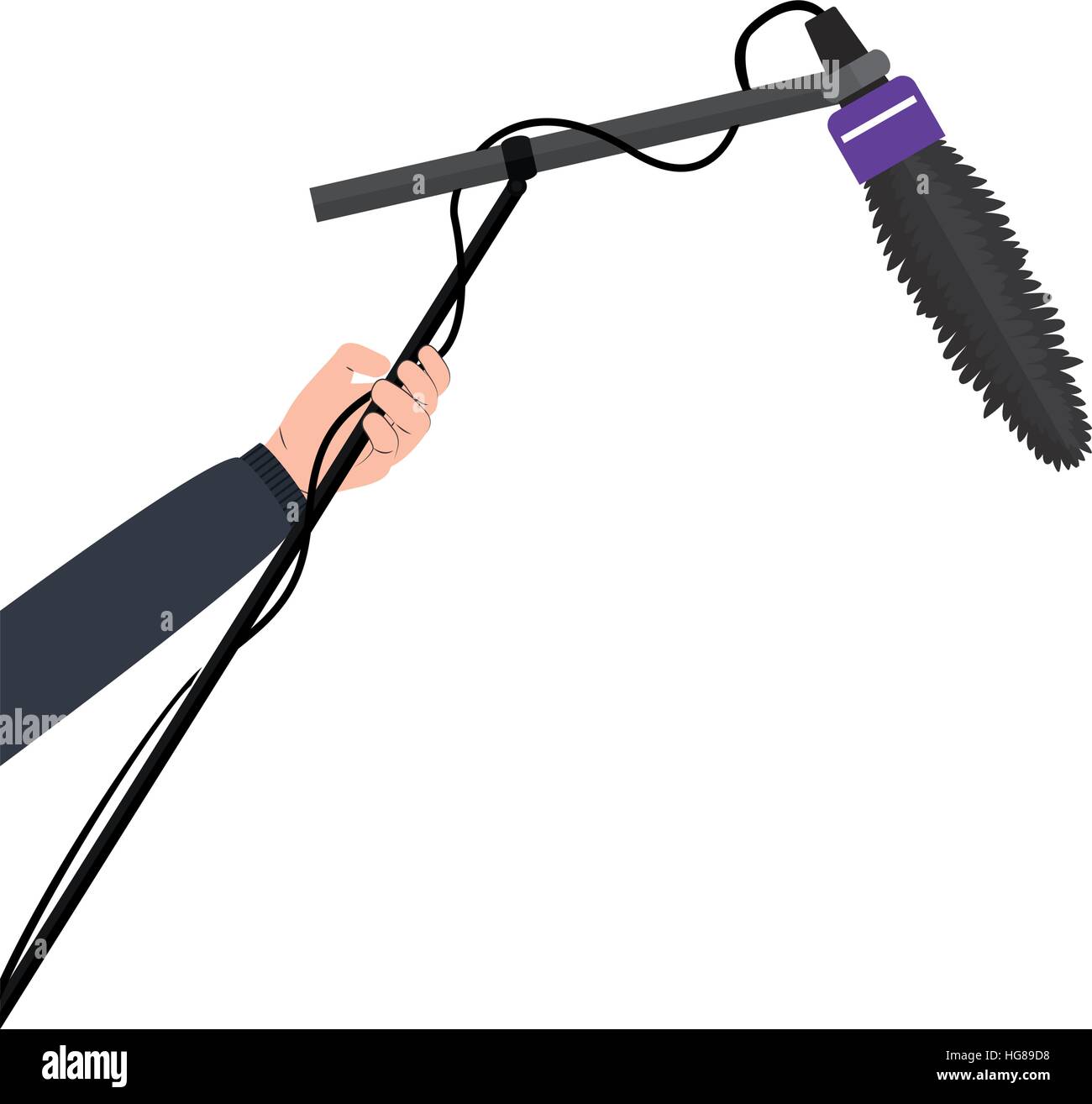 hand holding microphone stand with purple support Stock Vector Image ...