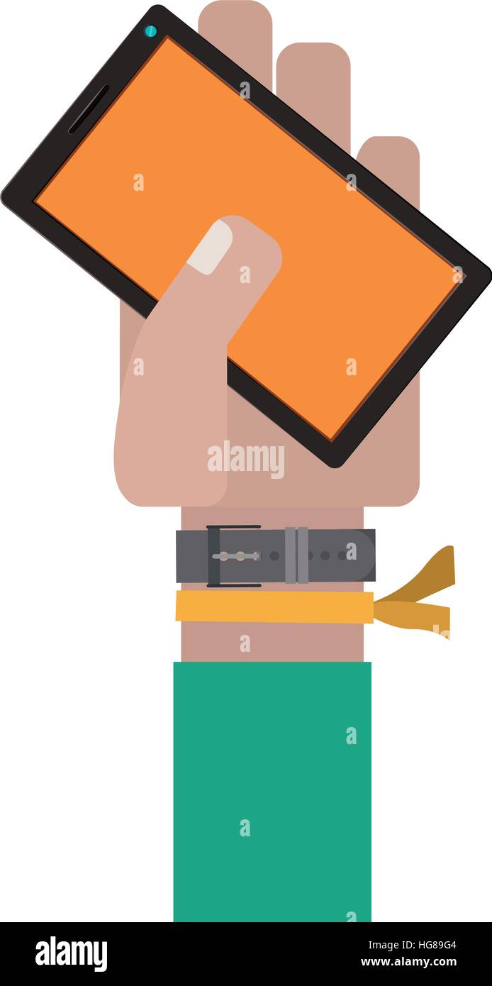 Man holding phone green Stock Vector Images - Alamy