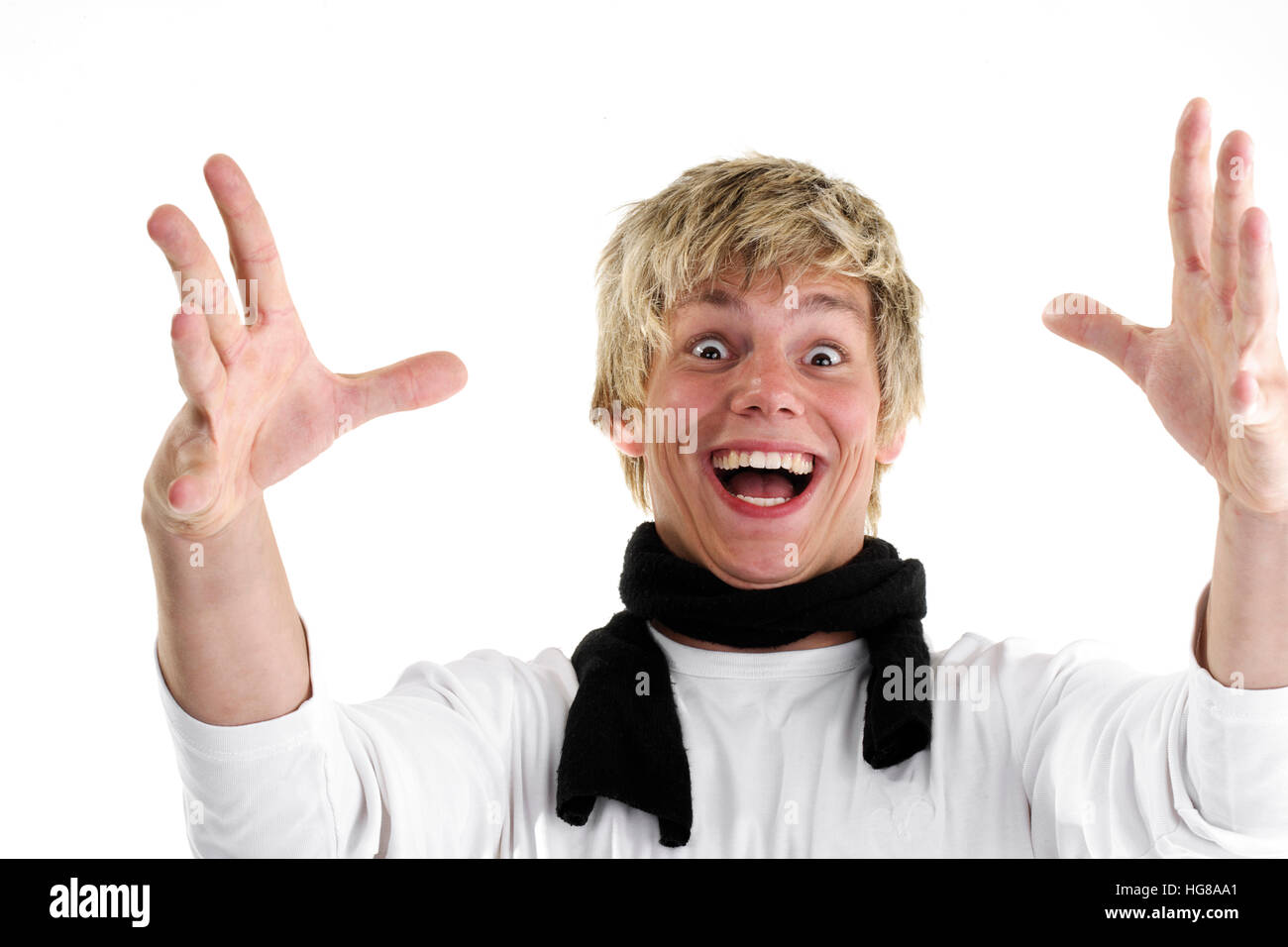 Young man beaming with joy Stock Photo - Alamy