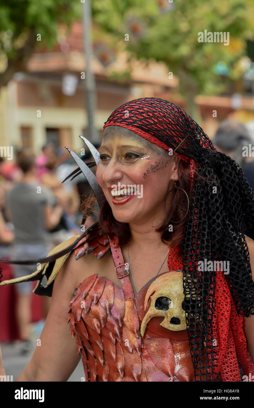 Woman in traditional clothes, Moors and Christians Parade procession ...