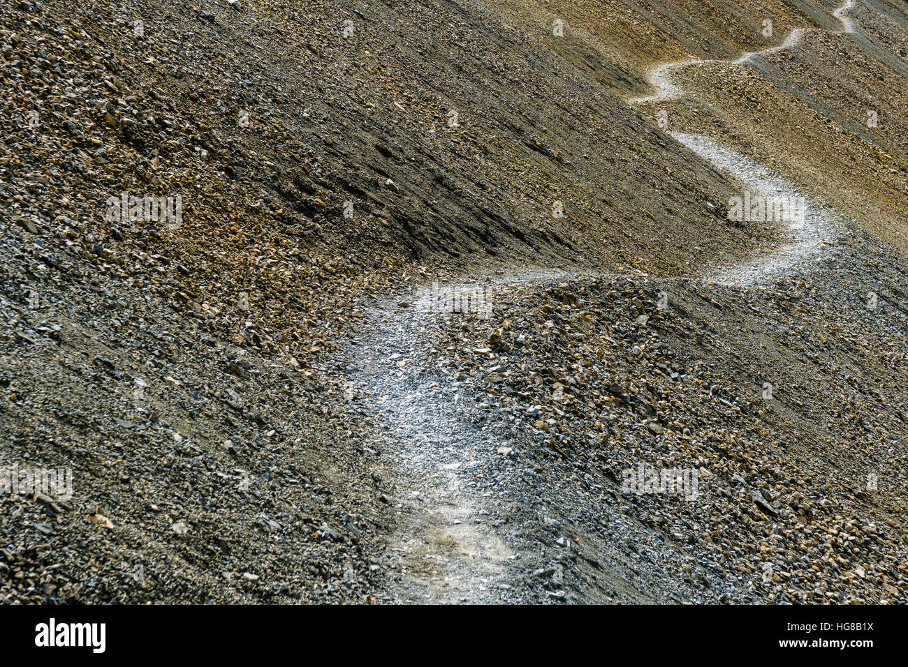 Trekking route to Tilicho Lake, crossing mountain slopes, Upper ...